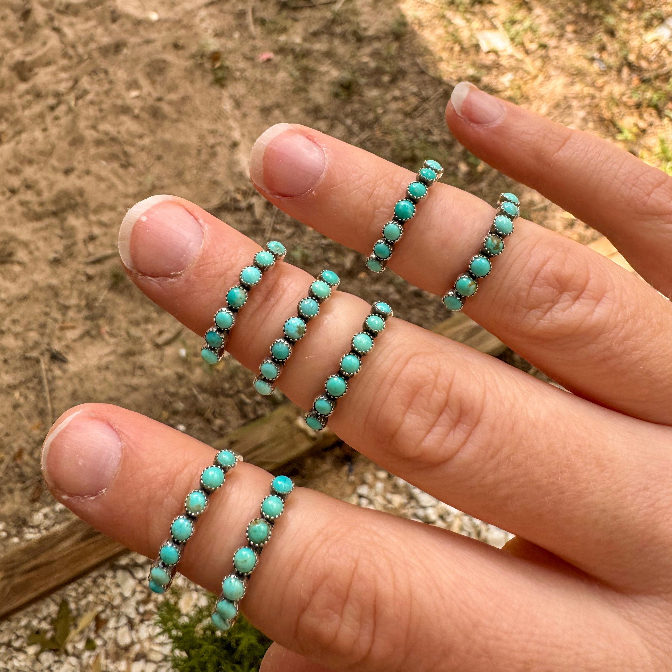 Thin turquoise band (made to order) – Wicked Western Silver Co.